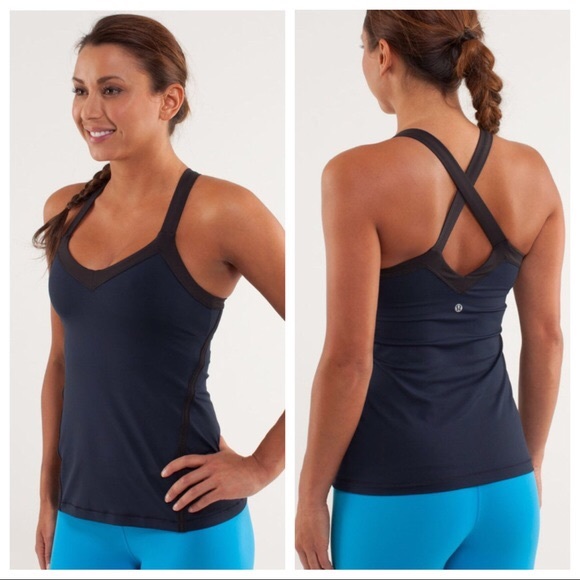 lululemon athletica | Tops | Lululemon Run Mile A Minute Tank Navyblack ...